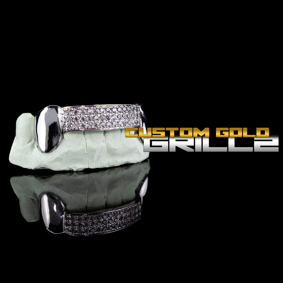 Iced VVS Moissanite 3 Row Grillz - Custom Fit, Diamond Tester Approved ...