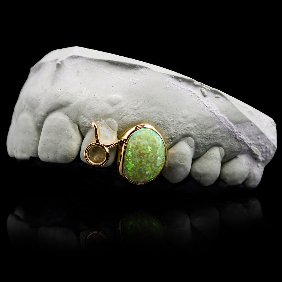 Taurus Opal Zodiac Sign Double Cap Grillz – Unique Custom Grillz ...