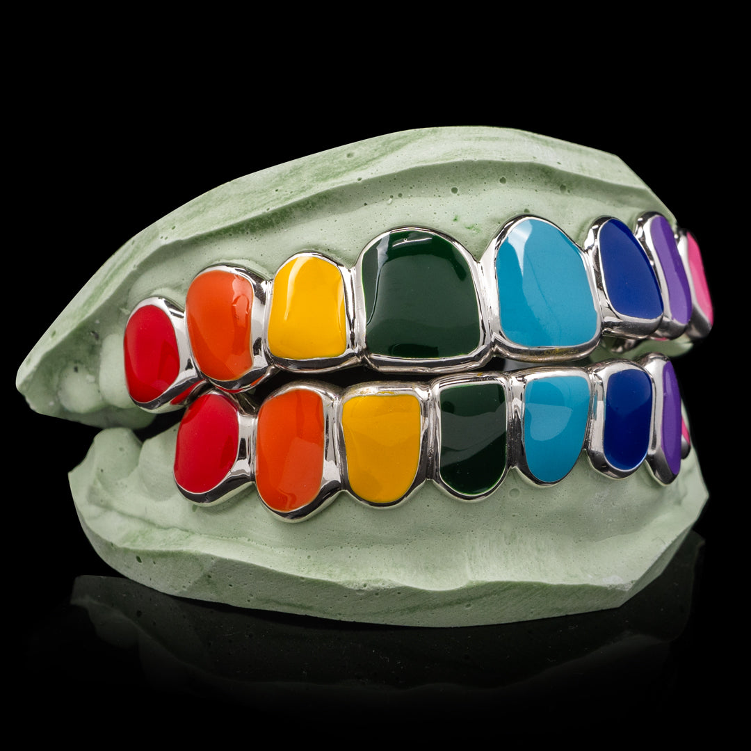 Rainbow Enamel Deep Cut Grillz - Colorful and Customizable - Custom ...
