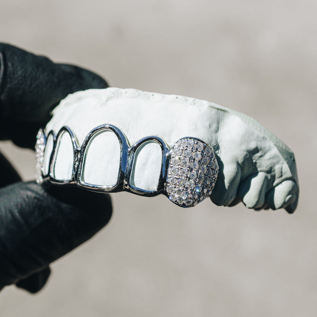 Open Face Iced Fangs Grillz - Sleek Style with VVS Moissanite - Custom ...