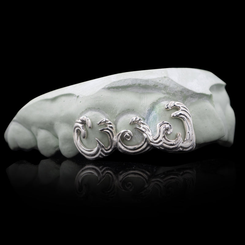 Wave Swirl Triple Cap Grillz - Custom Gold or Silver - Custom Gold Grillz