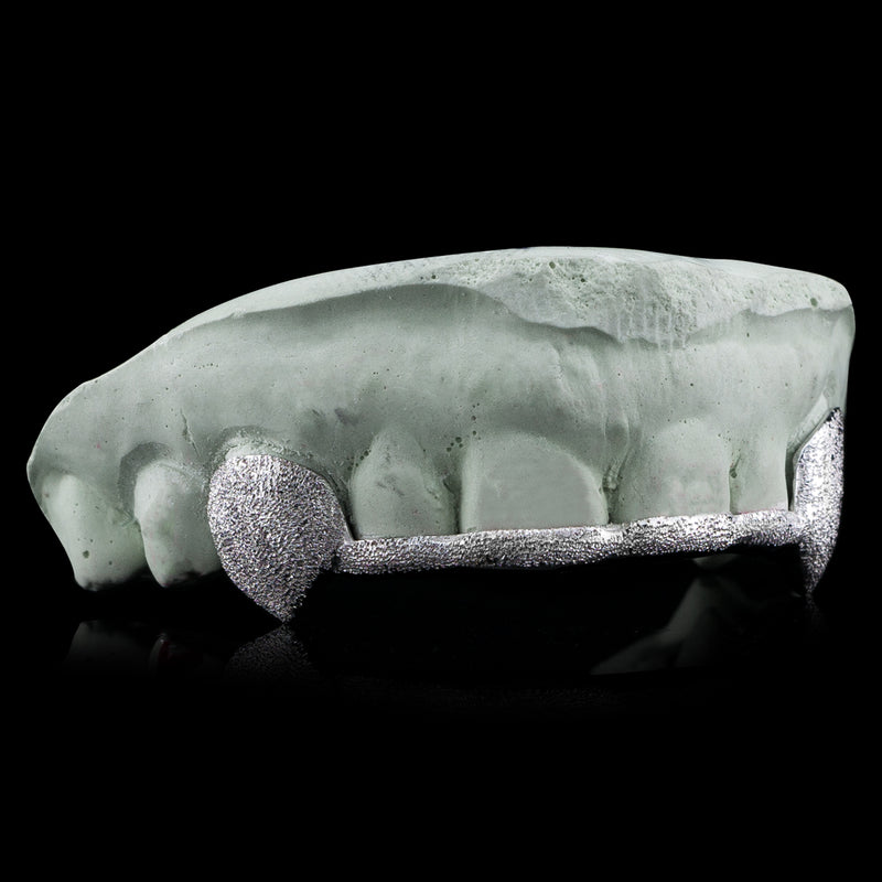 Solid and Iced Bridge Diamond Bar Grillz - Custom Gold Grillz