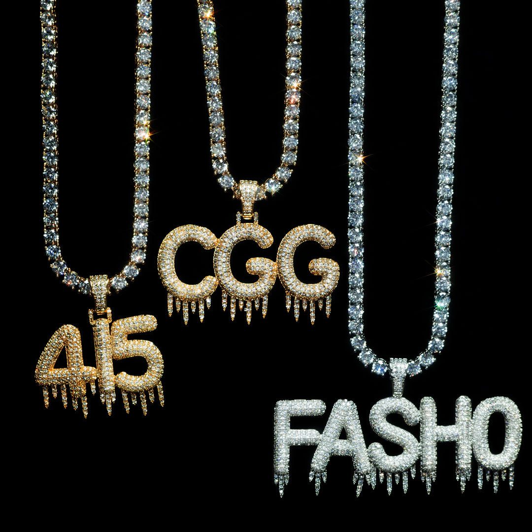 Custom Iced Letter Drip Pendant - Custom Gold Grillz